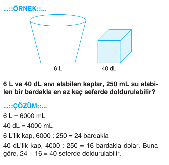 6. Sınıf Matematik - Sıvı ölçme birimleri - Çözümlü Sorular - Geometrik ...